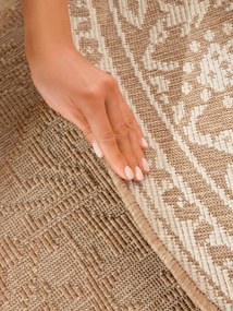 NORTHRUGS, Kusový koberec Duet Kona 106250 Beige/White kruh - na ven i na doma, 160x160 (průměr) kruh, béžová, chodba / předsíň