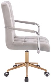 LuxuryForm Židle VERONA VELUR na zlaté podstavě s kolečky - světle šedá