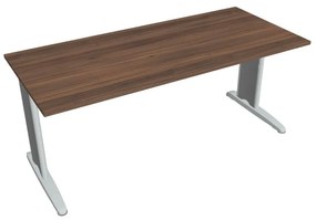 Stůl pracovní rovný 180 cm - Hobis Flex FS 1800 Dekor stolové desky: ořech, Barva nohou: Stříbrná
