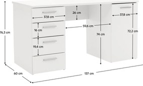Kondela PC stůl, bílá, DTD laminovaná, EUSTACH