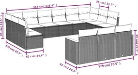13dílný zahradní sedací souprava s poduškami černý polyratan 3258856