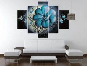 Gario Ručně malovaný obraz Modrá živá krása - 5 dílný Rozměry: 150 x 105 cm