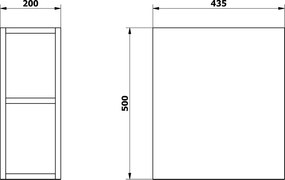 Sapho, ODETTA skříňka spodní policová 20x50x43,5cm, bílá lesk, DT200-3030