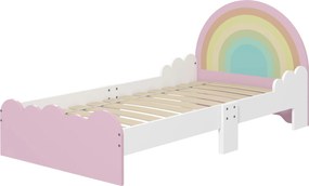 ZONEKIZ Dětská postel pro děti od 3 do 6 let 143x74x66 cm Dřevěná postel ve tvaru duhy Moderní nábytek do ložnice Nosnost 80 kg Růžová | Aosom