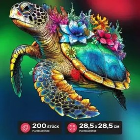 EscapeWelt Dřevěné puzzle Želva / 200 dílků /  Obtížnost: střední/ od