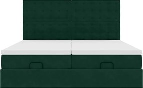 Osmanský rám postele s matrací tmavě zelená 200x200cm samet 3313817