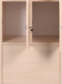Dřevěná šatní skříňka S5 s odkládacími boxy, 6 boxů, 1700 x 600 x 420 mm, cylindrický zámek, třešeň