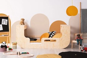 Domečková patrová dětská postel z masivního dřeva 90x200 cm v přírodní barvě Mila DMP Rozměr: 90x200 cm, Vstup do postýlky: Levá