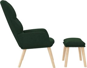 Relaxační křeslo se stoličkou tmavě zelené textil 3097347