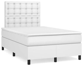 Box spring postel s matrací a LED bílá 120 x 190 cm umělá kůže 3270294