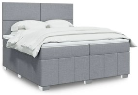 Box spring postel s matrací světle šedá 200 x 200 cm textil