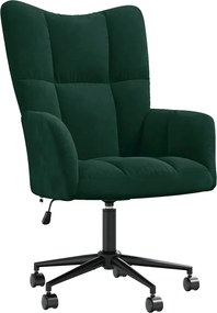 Relaxační křeslo tmavě zelené samet 328174