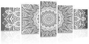 5-dílný obraz Mandala harmonie v černobílém provedení Varianta: 100x50