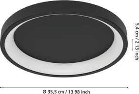 Eglo 901909 - LED RGBW Stm. str. svíti. LORETELLO-Z LED/19,6W/230V pr.35cm černá