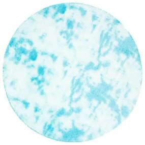 Kulatý koberec moderní SILK DYED jemný měkký lehký modrý Rozměr: průměr 100 cm