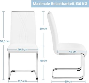 Sada 4 ks – Jídelní židle Yaheetech – bílá (267520919712)