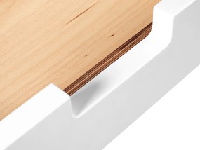 Benlemi Zaoblený noční stolek ze dřeva LUNA FLO bílý Zvolte kvalitu dřeva: 1. Dubový masiv třídy A