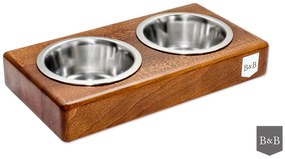 Bowl&Bone Republic Luxusní miska pro psa Duo dřevo ořech VELIKOST: S - 27,5x14,5x5cm (0,23l)