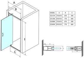 Gelco Sigma Simply Sprchové dveře 90 cm, chrom/sklo brick, GS3899