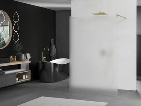 Mexen Kioto, sprchová zástěna Walk-In 110 x 200 cm, 8mm sklo námraza, zlatý matný profil, 800-110-002-55-30