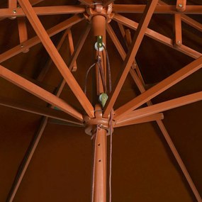 Dvoupatrový slunečník s dřevěnou tyčí terakotový 270 cm 313765