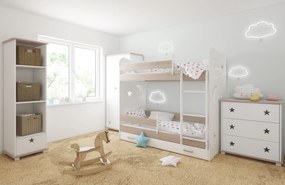 BabyBeds Dětská patrová postel STARS II 180x80 Barevné provedení: Šedá, Úložný prostor: Ano, s úložným prostorem
