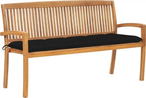 vidaXL Stohovatelná zahradní lavice s poduškou 159 cm masivní teak [3063323] Barva: Černá