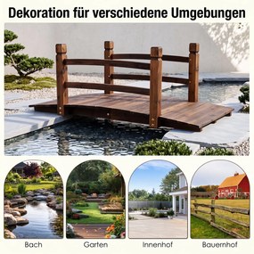 Costway Zahradní most z jedlového dřeva, obloukový most se – 125 × 68 × 47 cm