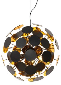 Designová závěsná lampa černo-zlatá - Cerchio