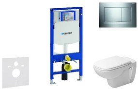 Geberit Duofix - Modul pro závěsné WC s tlačítkem Sigma30, lesklý chrom/chrom mat + Duravit D-Code - WC a sedátko, Rimless, SoftClose 111.300.00.5 NH6