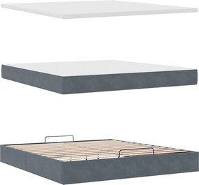 Osmanský rám postele s matrací tmavě šedá 180x200cm samet 3312639