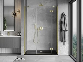Mexen Mist-H, 1-křídlé sprchové dveře pravé 150 cm, čiré sklo, zlatý matný profil, 8A5-150-001-55-00-P
