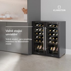 Klarstein Vinotéka Shiraz, 2 chladicí zóny, LED osvětlení, dotykové ovládání, volně stojící