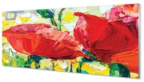 akrylový obraz červené květy 120x60 cm
