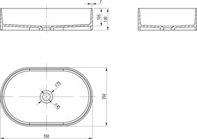 Sapho Sapho, THIN umyvadlo na desku, Rockstone, 55x35cm, bílá matná, WN205
