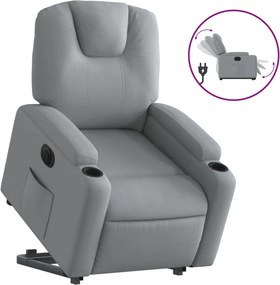 Elektrické zvedací polohovací křeslo světle šedé textil 3204392