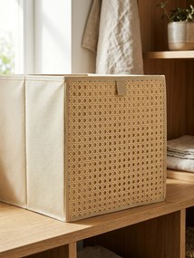 Sinsay - Úložný box s pleteným předním dílem - béžová
