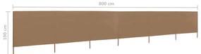 vidaXL Marketos 6dílná zástěna proti větru látková 800 x 160 cm taupe