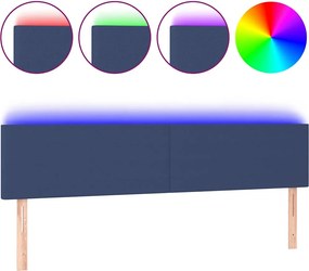 Čelo postele s LED modré 160x5x78/88 cm textil 3121344