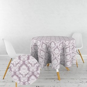 Ervi bavlněný ubrus na stůl kulatý - ornament fialový