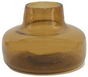Hnědá skleněná váza s úzkým hrdlem – 15x10 cm