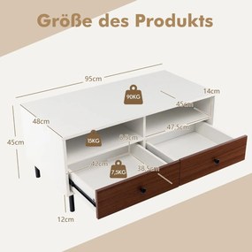 Costway Konferenční stolek se 2 zásuvkami a 2 policemi do obývacího pokoje