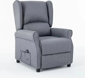 TV křeslo ušák STILO PLUS s elektrickým polohováním — látka, šedá, nosnost 130 kg