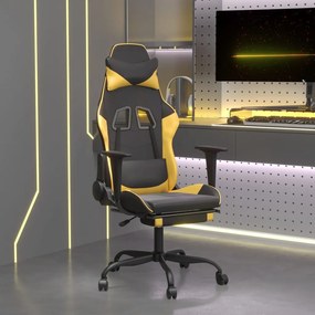 Herní židle s podnožkou černá a zlatá umělá kůže 3143655