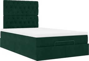 Osmanský rám postele s matracemi tmavě zelená 120x200cm samet 3314387