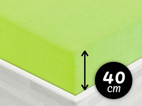 Froté napínací prostěradlo na extra vysokou matraci FR-019 Zářivě zelené 90 x 220 - výška 40 cm