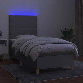 Box spring postel s matrací a LED světle šedá 90x190 cm textil 3135317