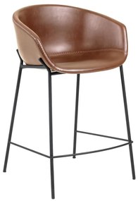 Hnědá koženková barová židle Kave Home Yvette 65 cm