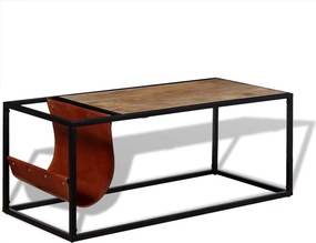 Konferenční stolek + držák na časopisy z pravé kůže 110x50x45cm 244241