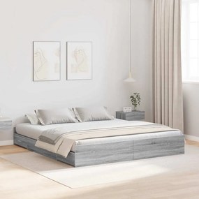 Rám postele s úložným prostorem s čelo Šedá Sonoma 200 x 200 cm 3335266